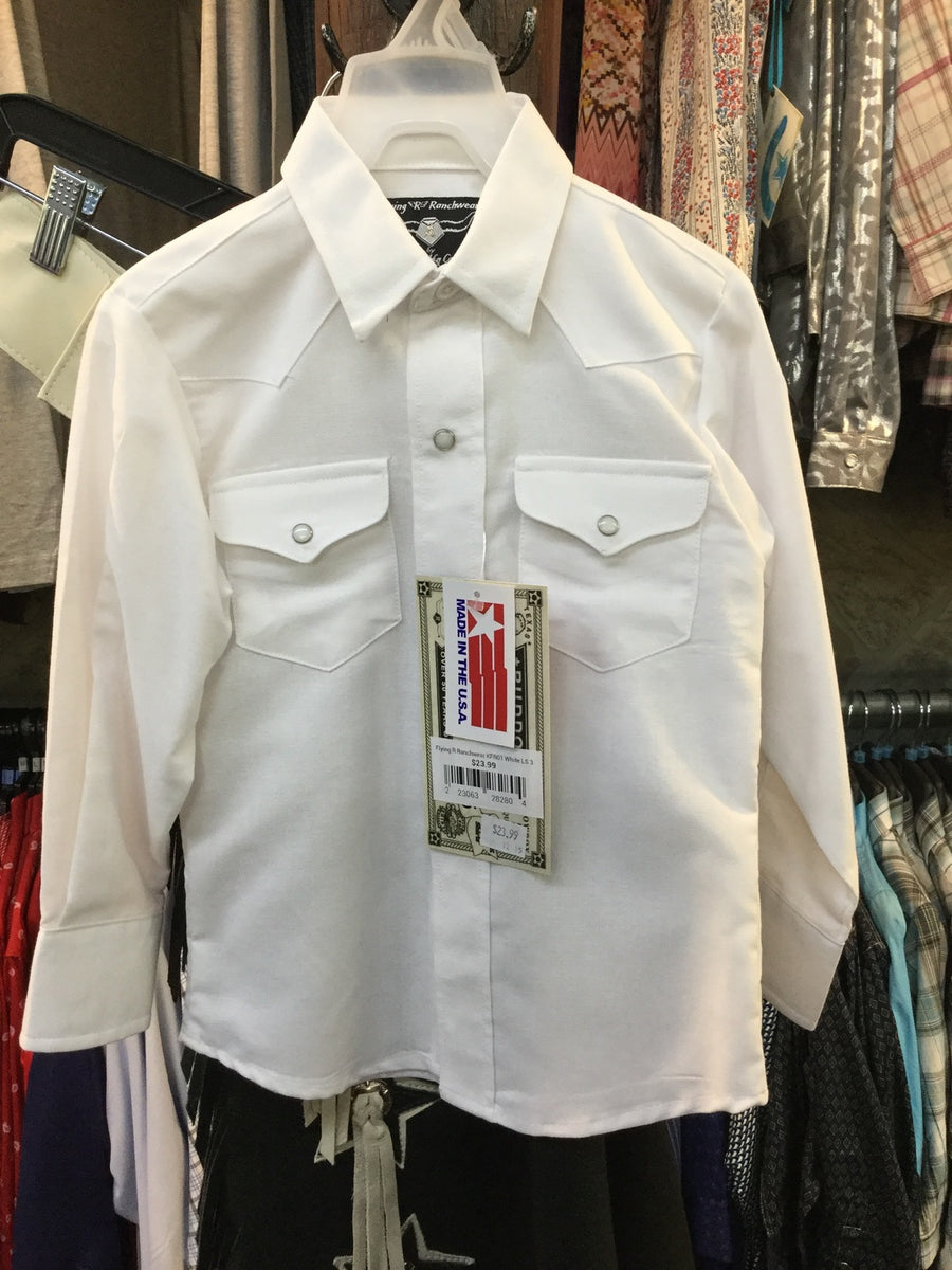 Flying R Ranchwear KFR01 White Long Sleeve Snap – Rittels Western Wear